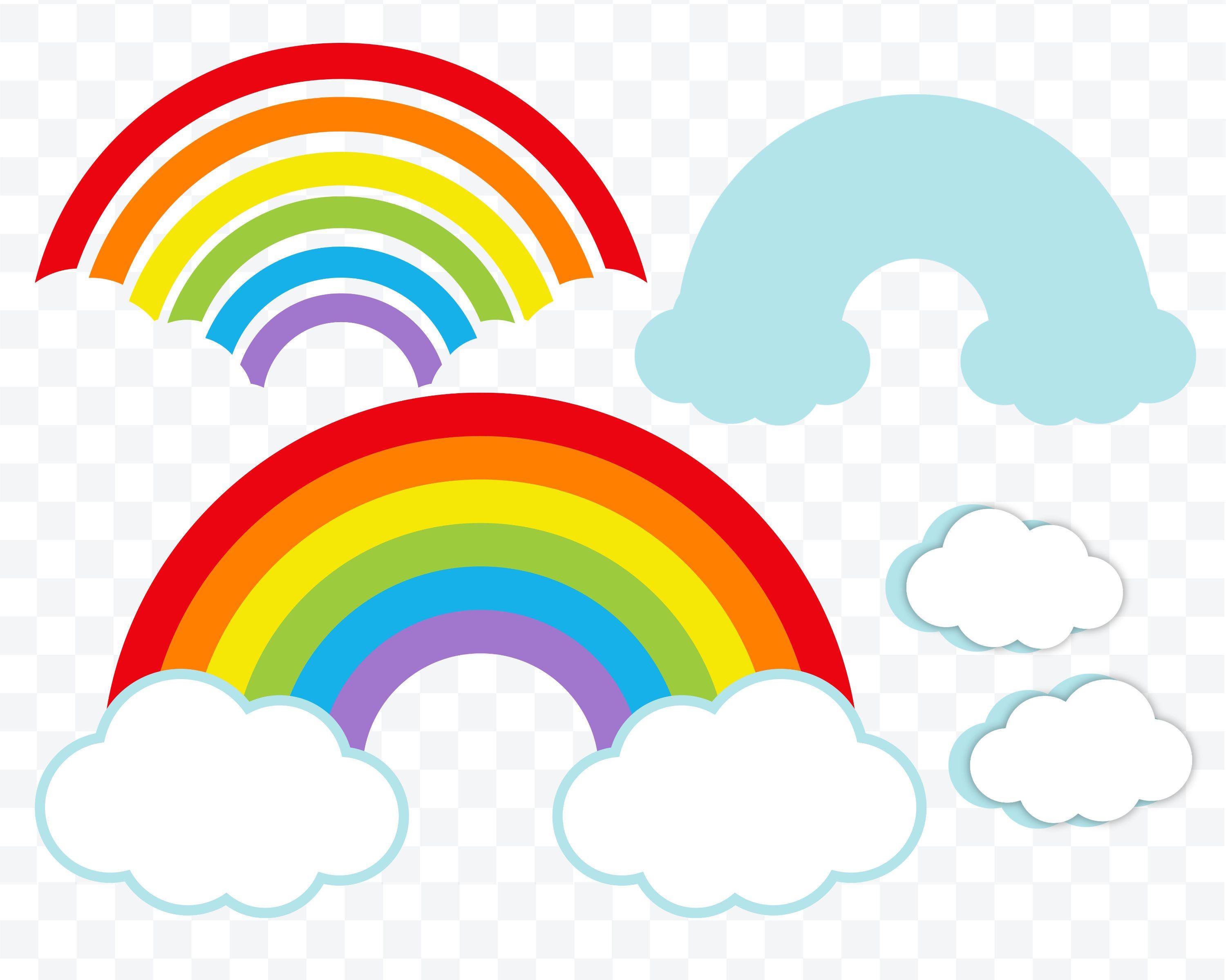 Rainbow SVG Bundle, Layered Rainbow PNG, Cute Cloud Weather Clipart ...