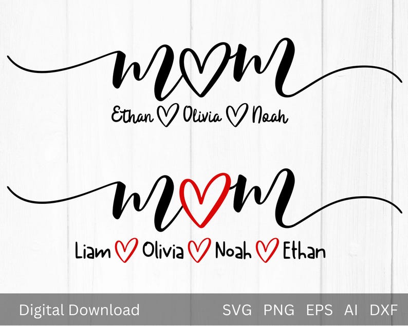 Mom SVG, Mother’s Day PNG, Mom Split Name Frame Svg, Mom With Kids ...