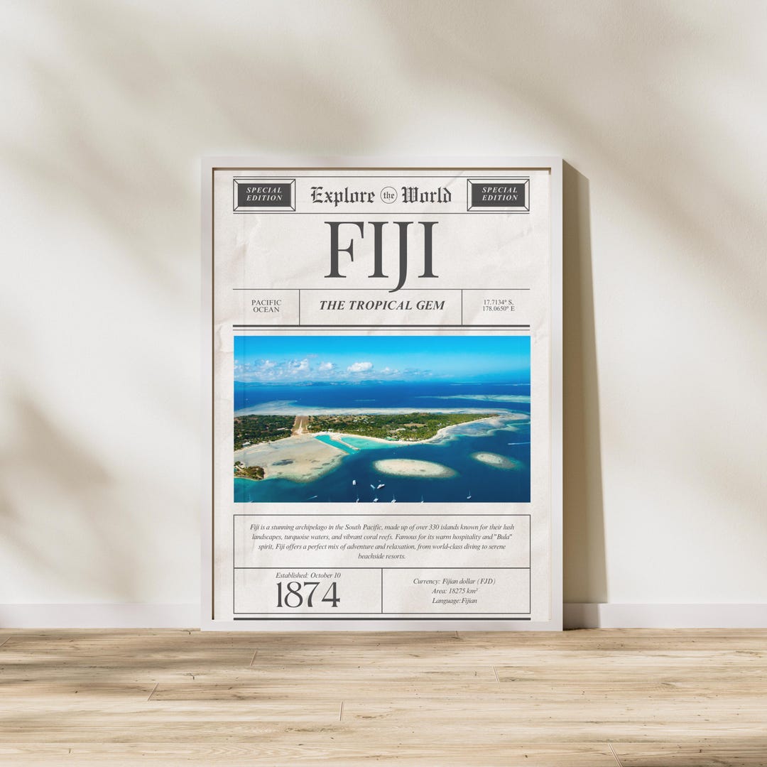 FIJI Poster | Island Wall Decoration Artwork | Asia Artwork Poster ...