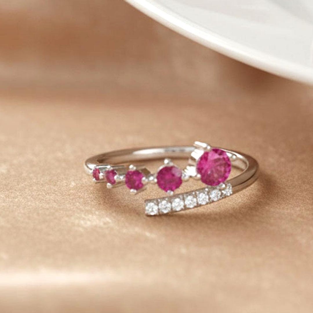 Designer Ruby Cz Wedding Stylish Ring , 925 Solid Sterling Silver Ruby ...
