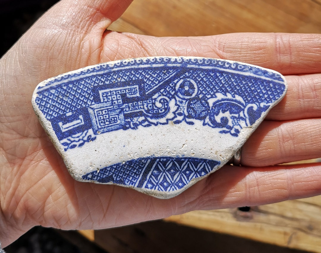 HUGE WILLOW SHARD | Blue Sea Pottery Shard | Scottish Beach Finds ...