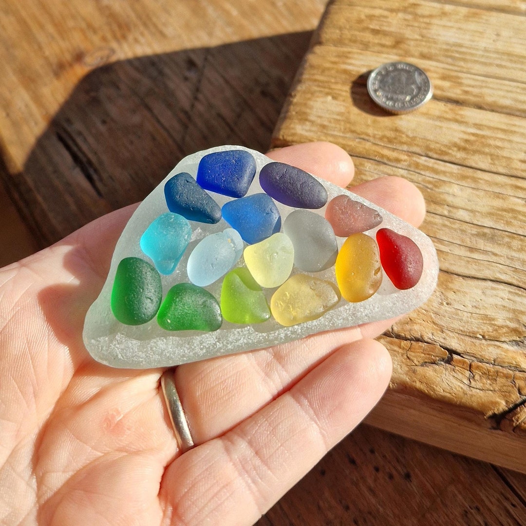 LARGE SEAGLASS RAINBOW | Rare Shards | Sea Glass Base | Seaham Multis ...