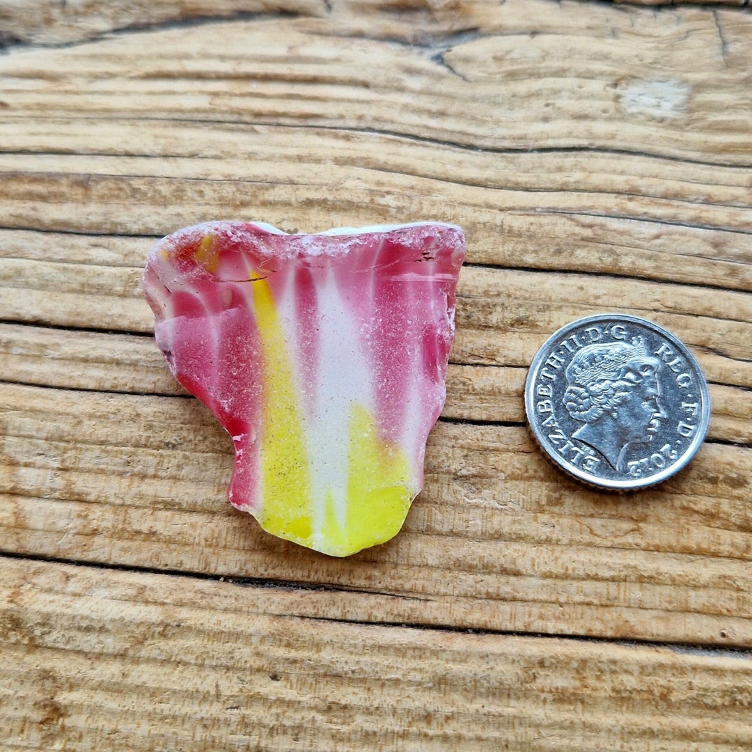 PINK SPATTER MULTI Scottish Sea Glass Shard Rare Multi Coloured Beach ...