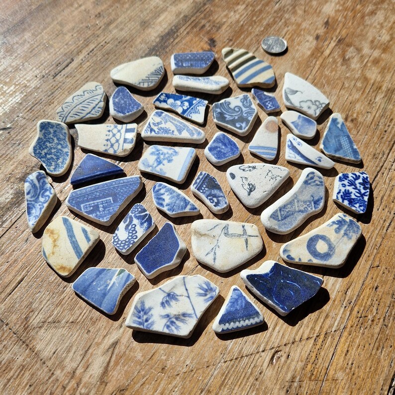 Scottish Sea Pottery Shards: Vintage Beach Finds for Mosaic Art (SET147 ...