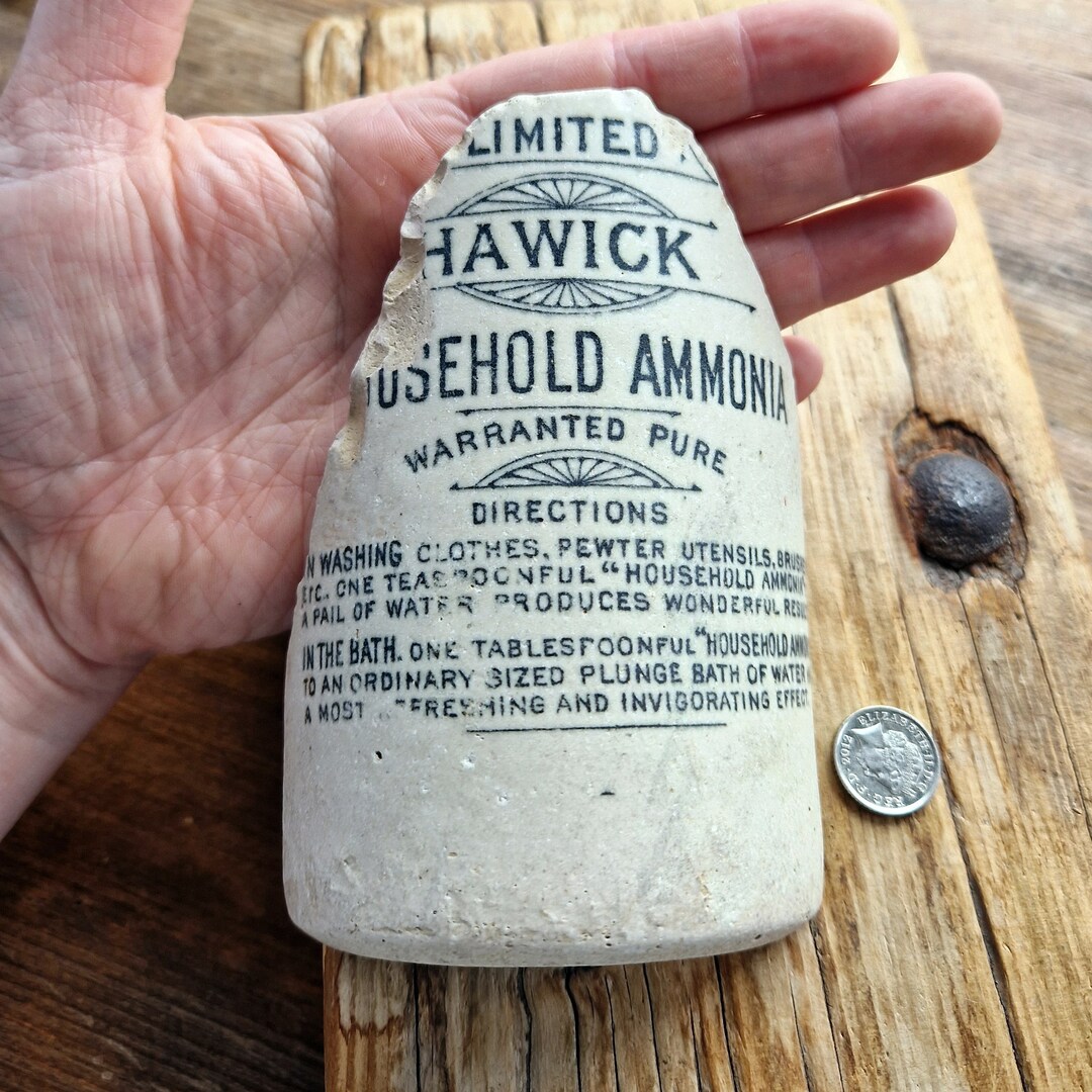 RARE STONWARE POTTERY | Hawick | Household Ammonia | Huge Sea Worn ...