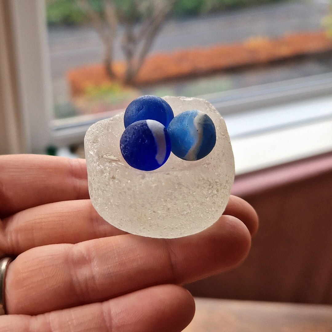 BLUE MARBLE TRIO | Pee Wee Marbles | Piano Castor Nest | Rare Sea ...