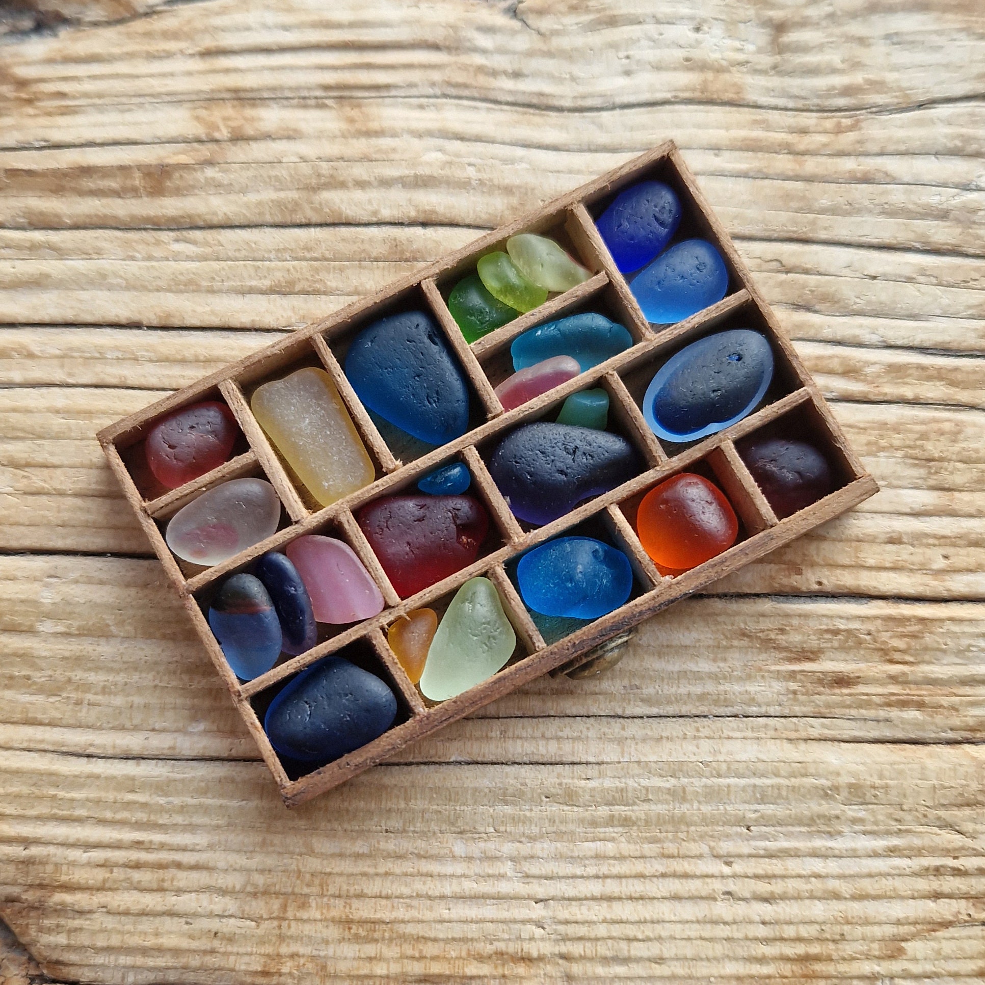 Miniature Letterpress Tray: Rare Seaham Sea Glass Rainbow, Scottish ...