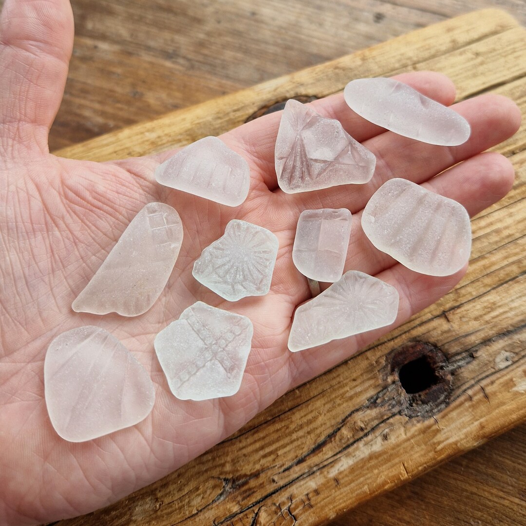 DECORATIVE GLASS SET | Patterned Sea Glass Shards | Scottish Sea Worn ...