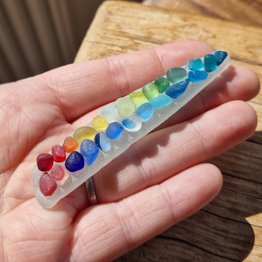 BEAUTIFUL SEAGLASS RAINBOW | Rare Shards | Sea Glass Base | Seaham ...