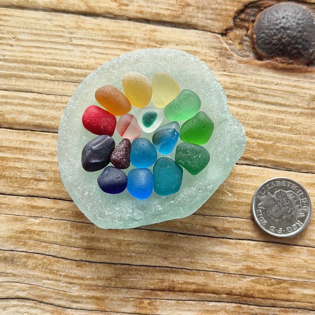 BEAUTIFUL SEAGLASS RAINBOW | Apothecary Stopper Base | Rare Shards ...