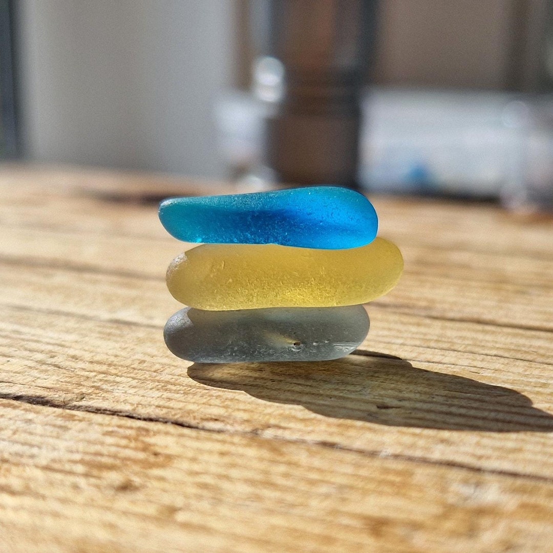 Rare Scottish Sea Glass Set: Yellow, Turquoise, Grey Jewelry Supplies ...