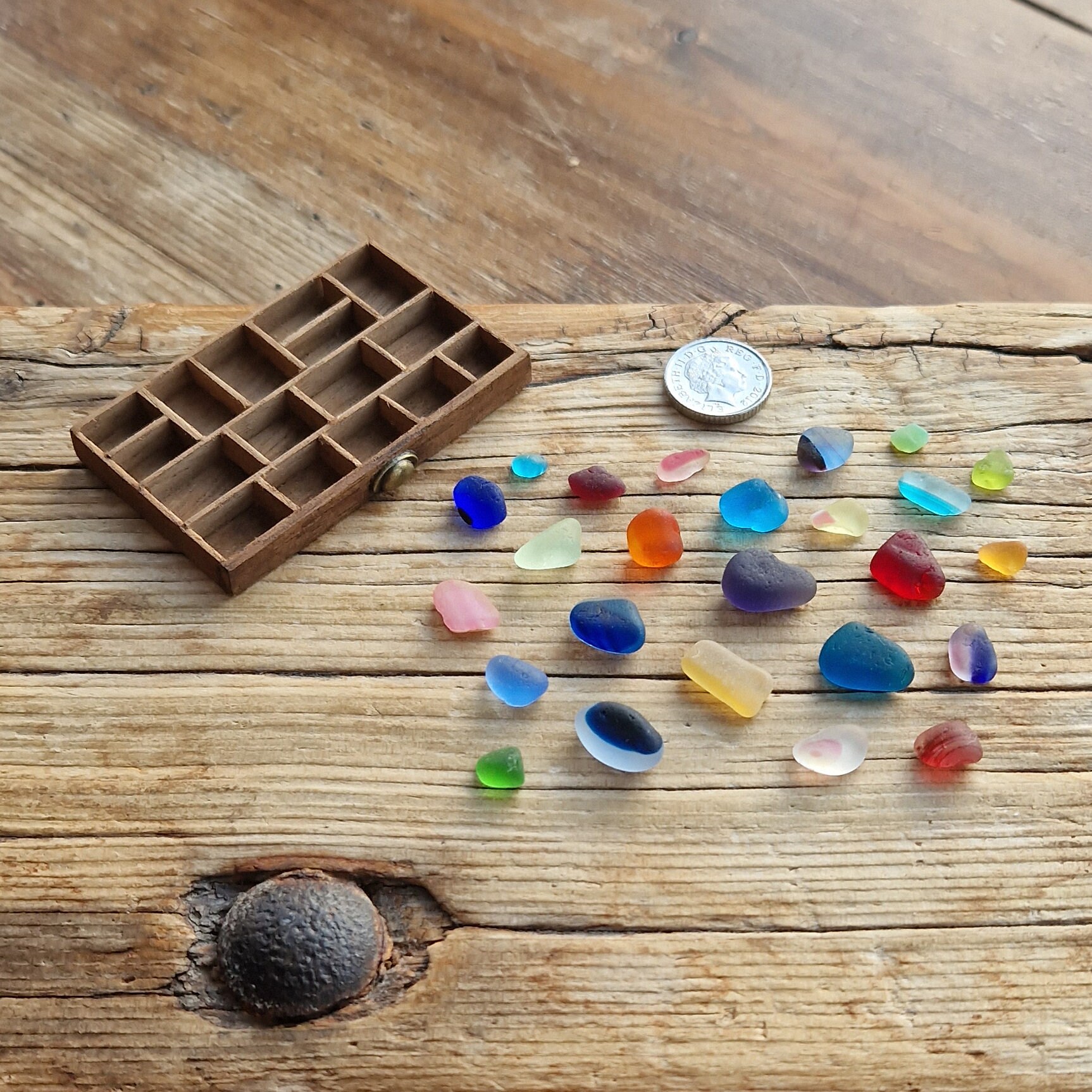Miniature Letterpress Tray: Rare Seaham Sea Glass Rainbow, Scottish ...