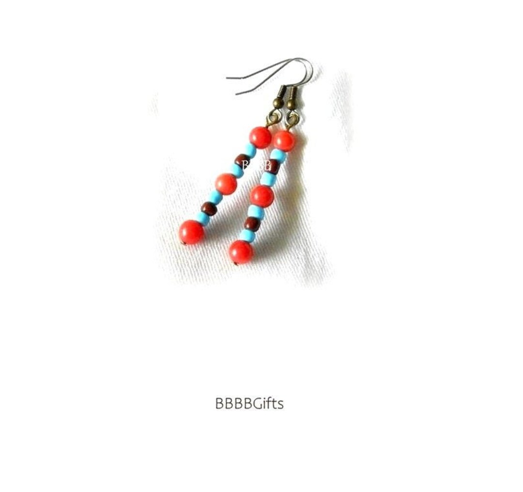 USA / Beachside Stack Beaded Earrings : Steel Earwires Coral - Etsy New ...