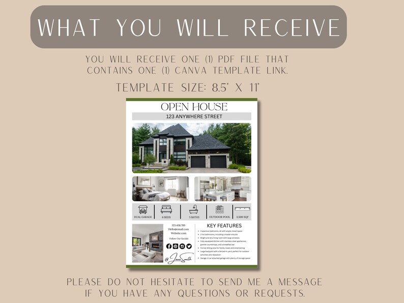 Editable Open House Flyer Template | Modern Real Estate Marketing Canva ...