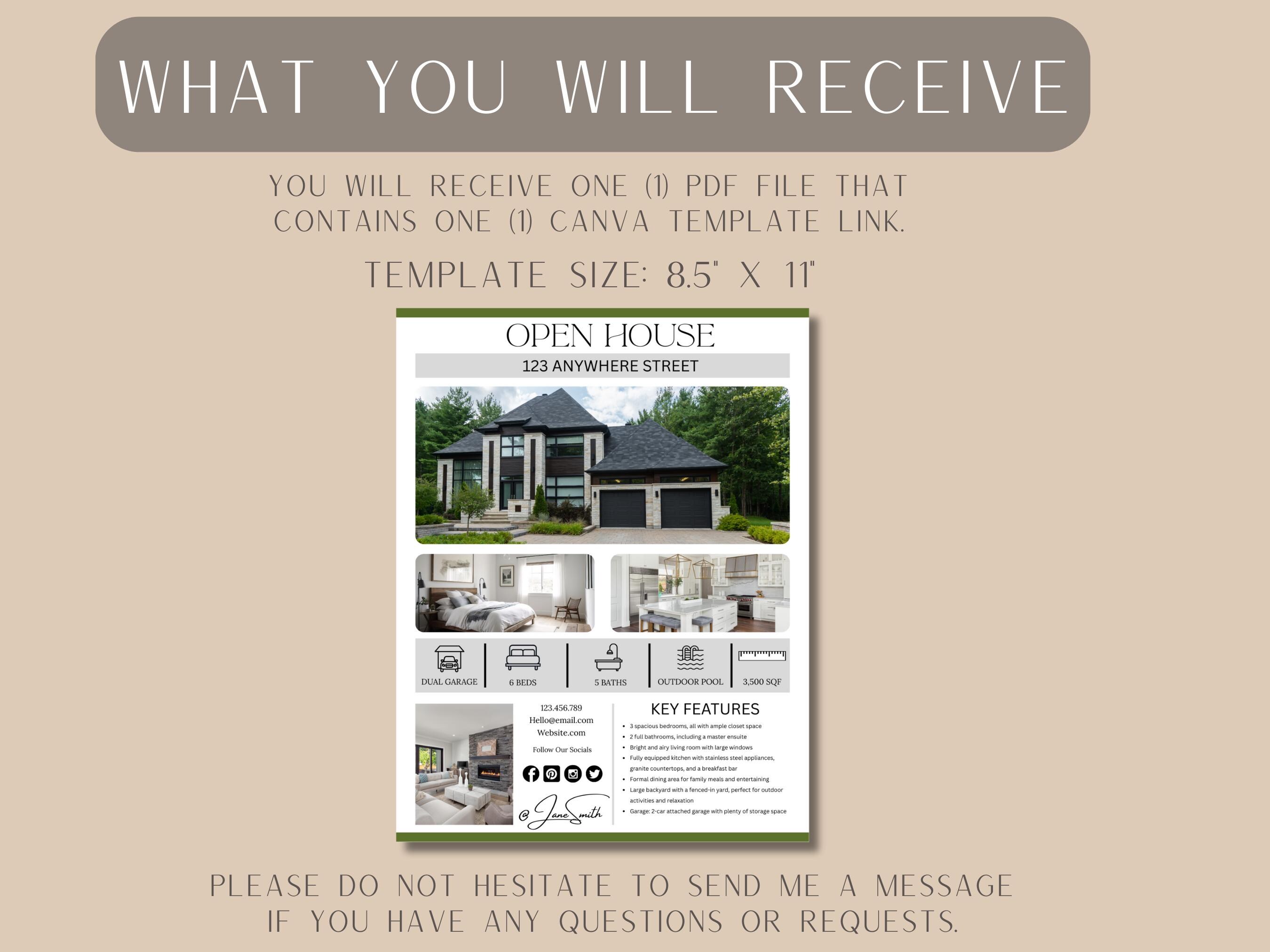 Editable Open House Flyer Template | Modern Real Estate Marketing Canva ...
