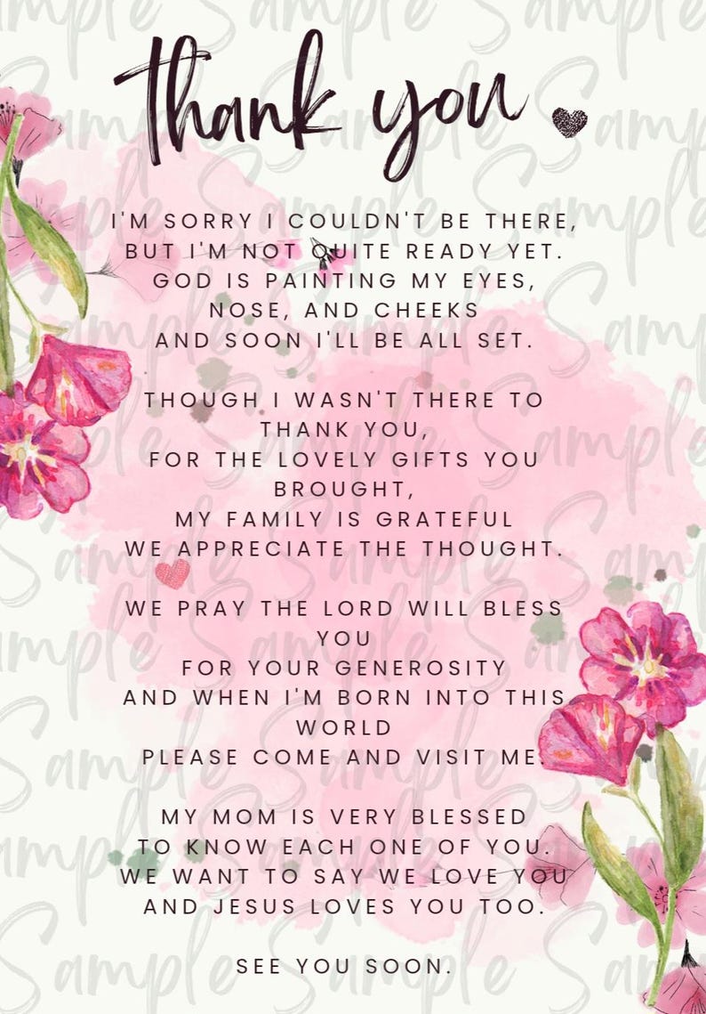 Baby Shower Thank You Card - Girl - Etsy