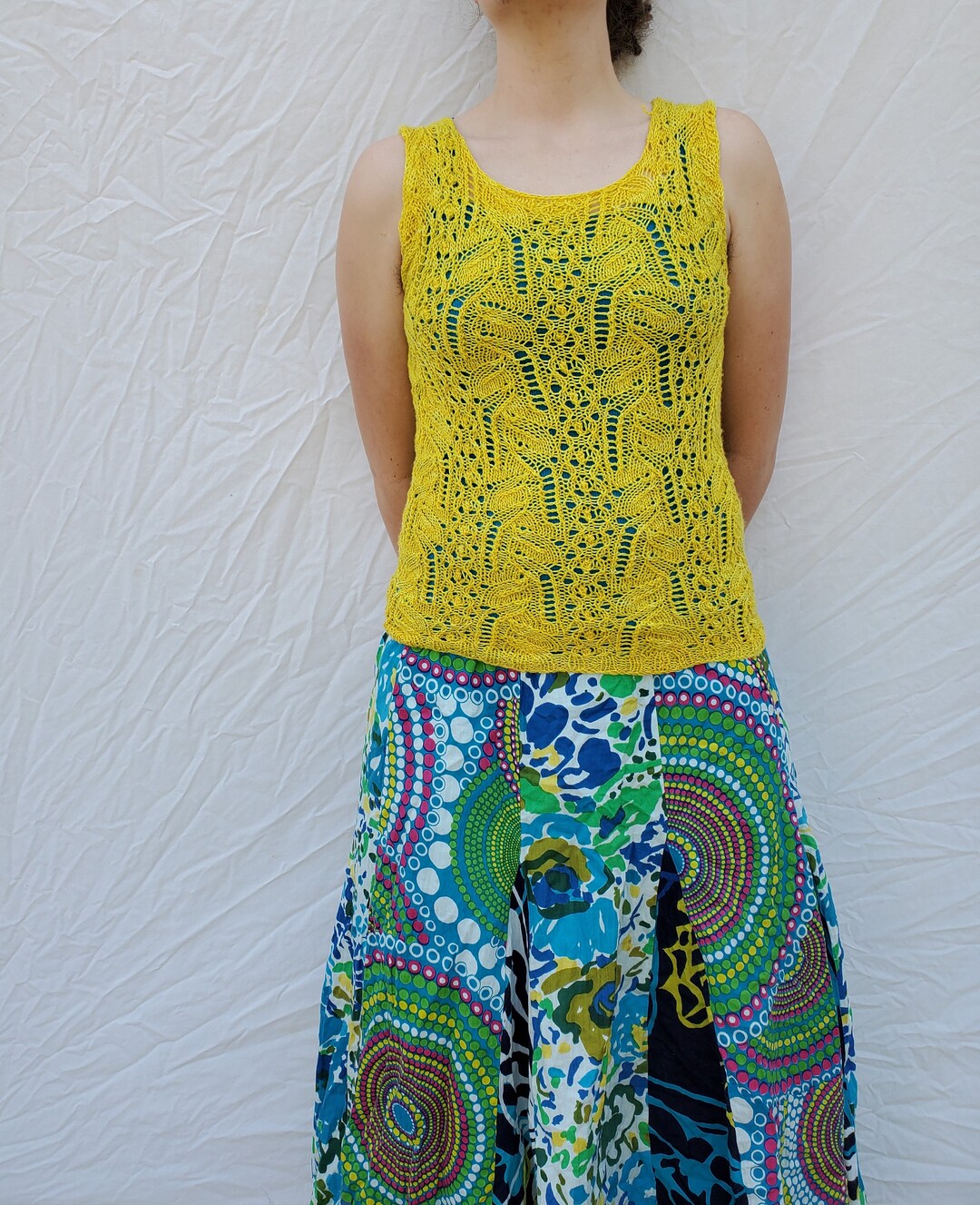 Canary Tango - Knitting Pattern - PDF Download - Lace Tank Top - Summer ...