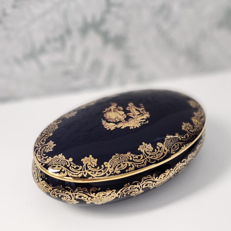 Limoges Box Gold and Blue - Etsy