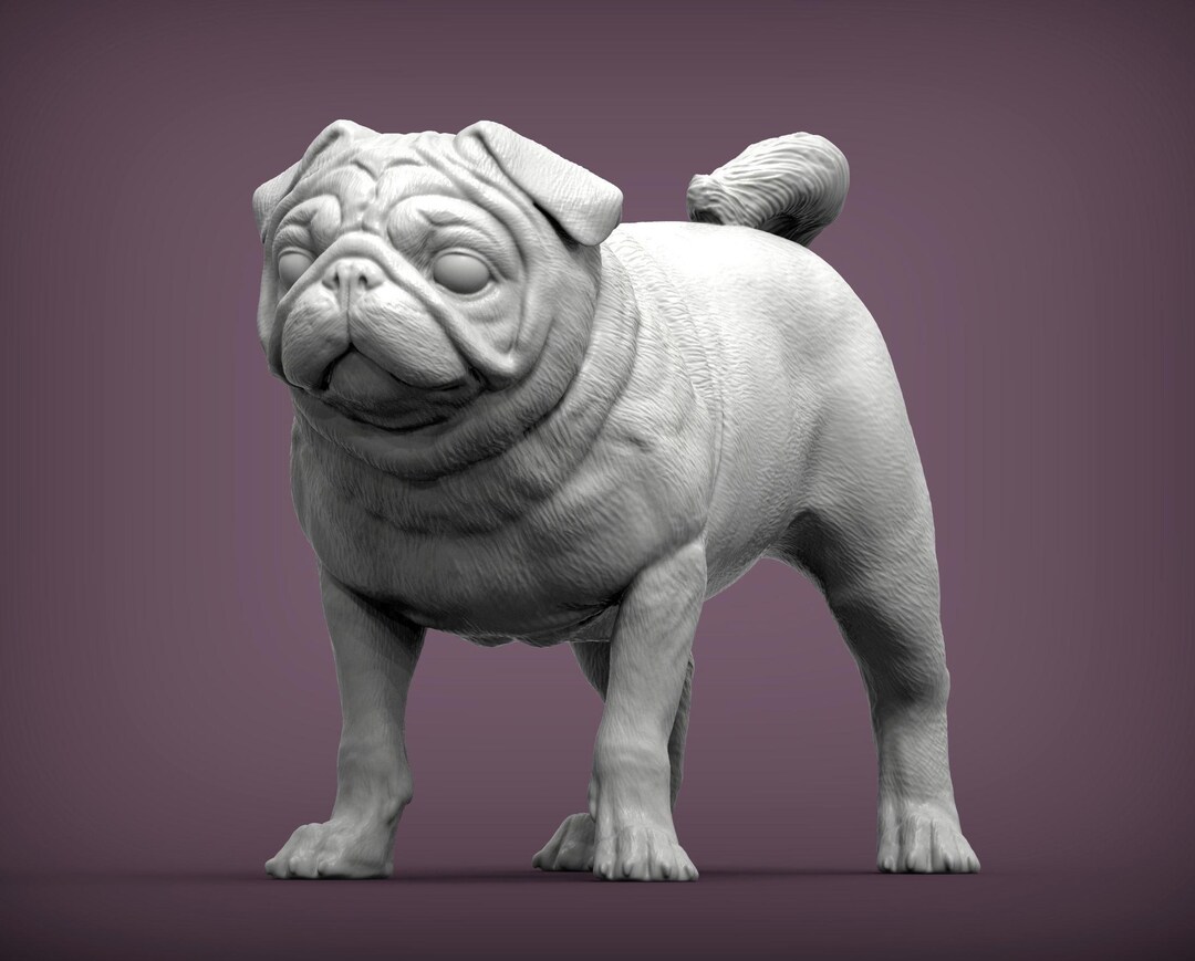 3D Printed Pug Figurine: Paintable PLA Plastic Dog Statue - Etsy
