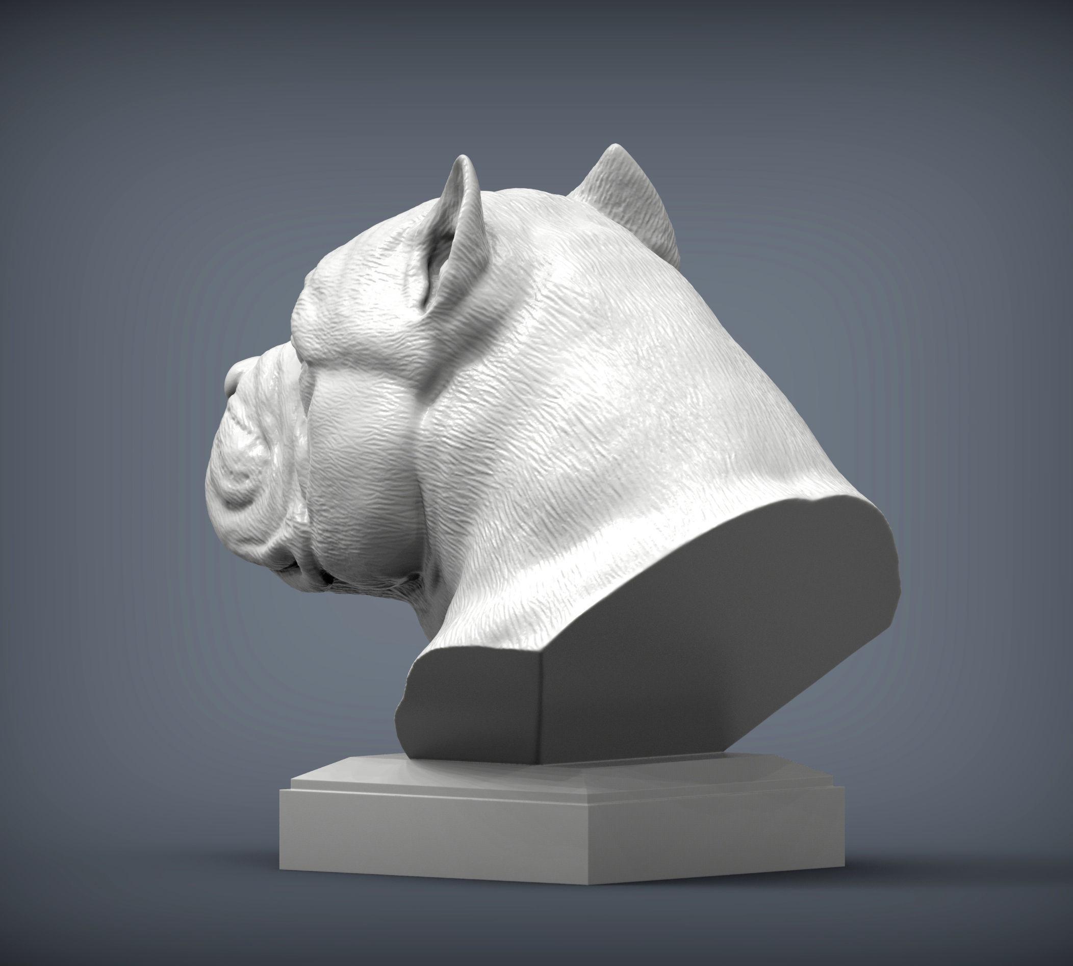 3D Printed American Bully Bust 3D Printed Dog Statue – Personalized Pet ...