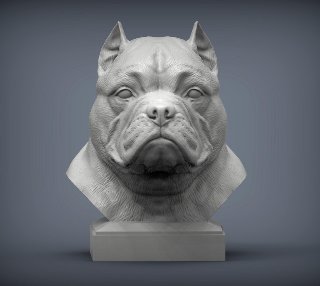 American Bully Bust, 3D Printed Dog Figurine, Pet Memorial Gift - Etsy