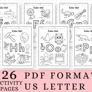 ABC Coloring Pages: Preschool Alphabet Printable Worksheets (PDF) - Etsy