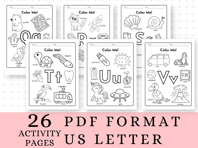 ABC Coloring Pages: Preschool Alphabet Printable Worksheets (PDF) - Etsy