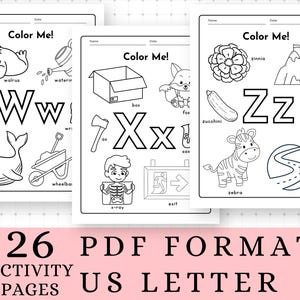 ABC Coloring Pages: Preschool Alphabet Printable Worksheets (PDF) - Etsy