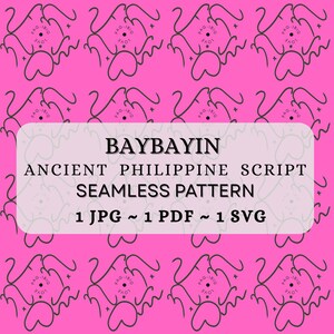 Black Pink Seamless Pattern Ancient Philippine Calligraphy - Etsy