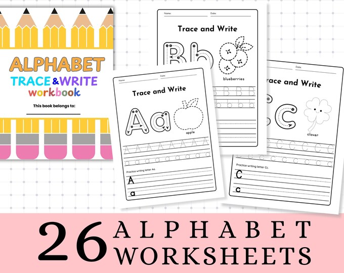 26 Printable Trace the Alphabet Worksheets, Preschool-kdg Phonics ...