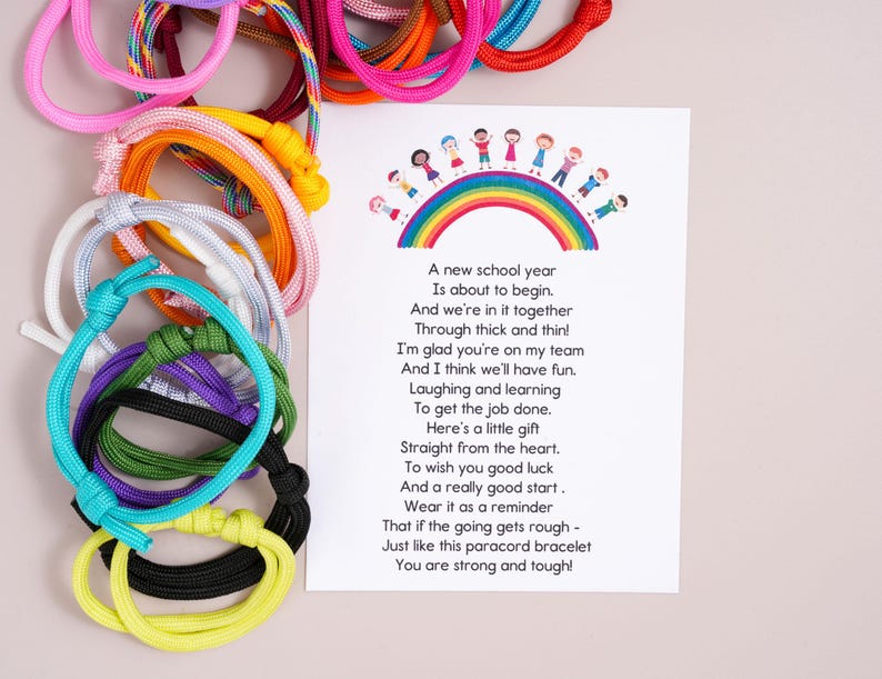 First Day of School Bracelet Gift Set: Student Teamwork Paracord ...