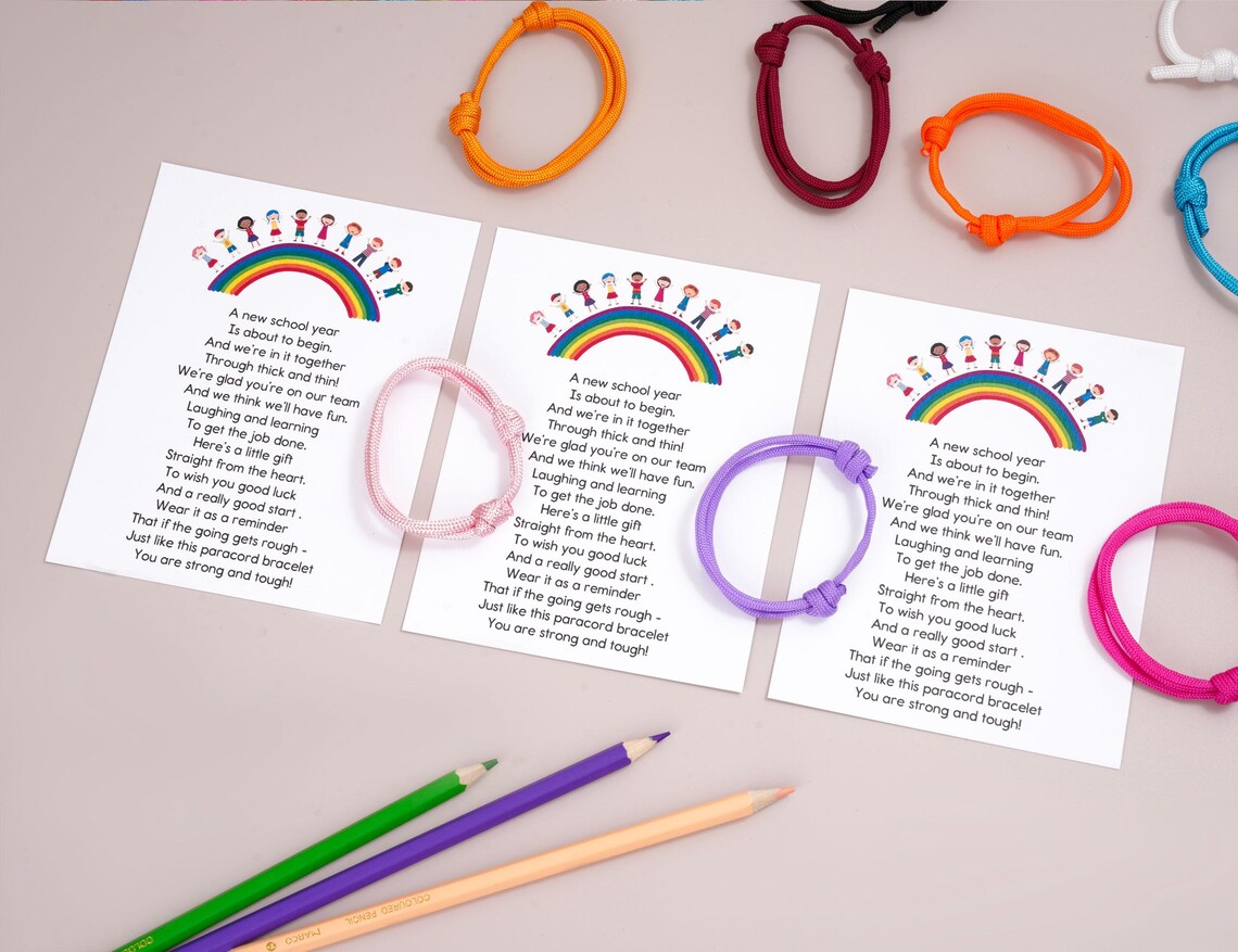 First Day of School Bracelet Gift Set: Student Teamwork Paracord ...