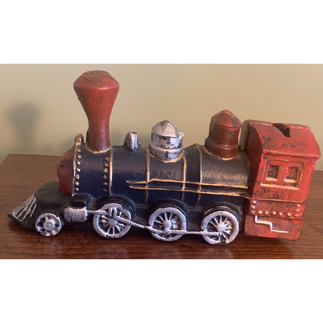 Vintage Cast Iron Locomotive Train Bank 8" - Etsy