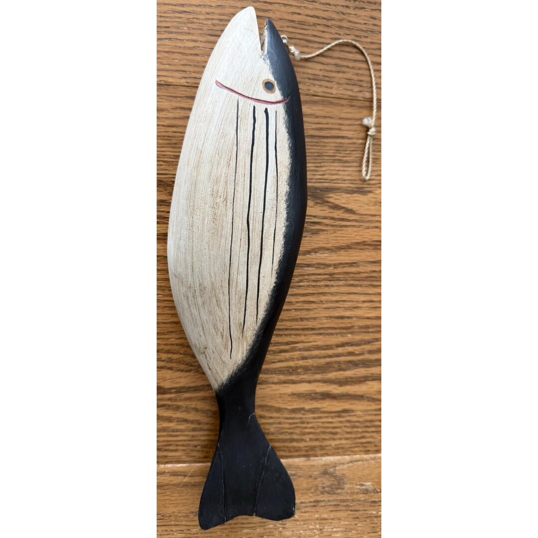 Vintage Hand Carved and Painted WOODEN FISH on String 13" - Etsy