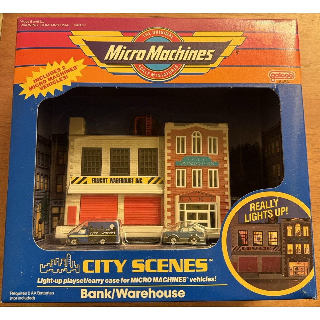 Micro Machines Galoob City Scenes Bank / Warehouse With Cars Sealed New ...