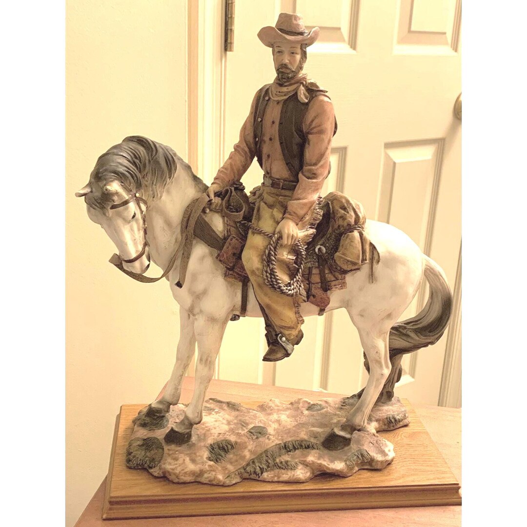 RARE Western Cowboy & Horse 16" Statue Art Sculpture Alexander Backer ...