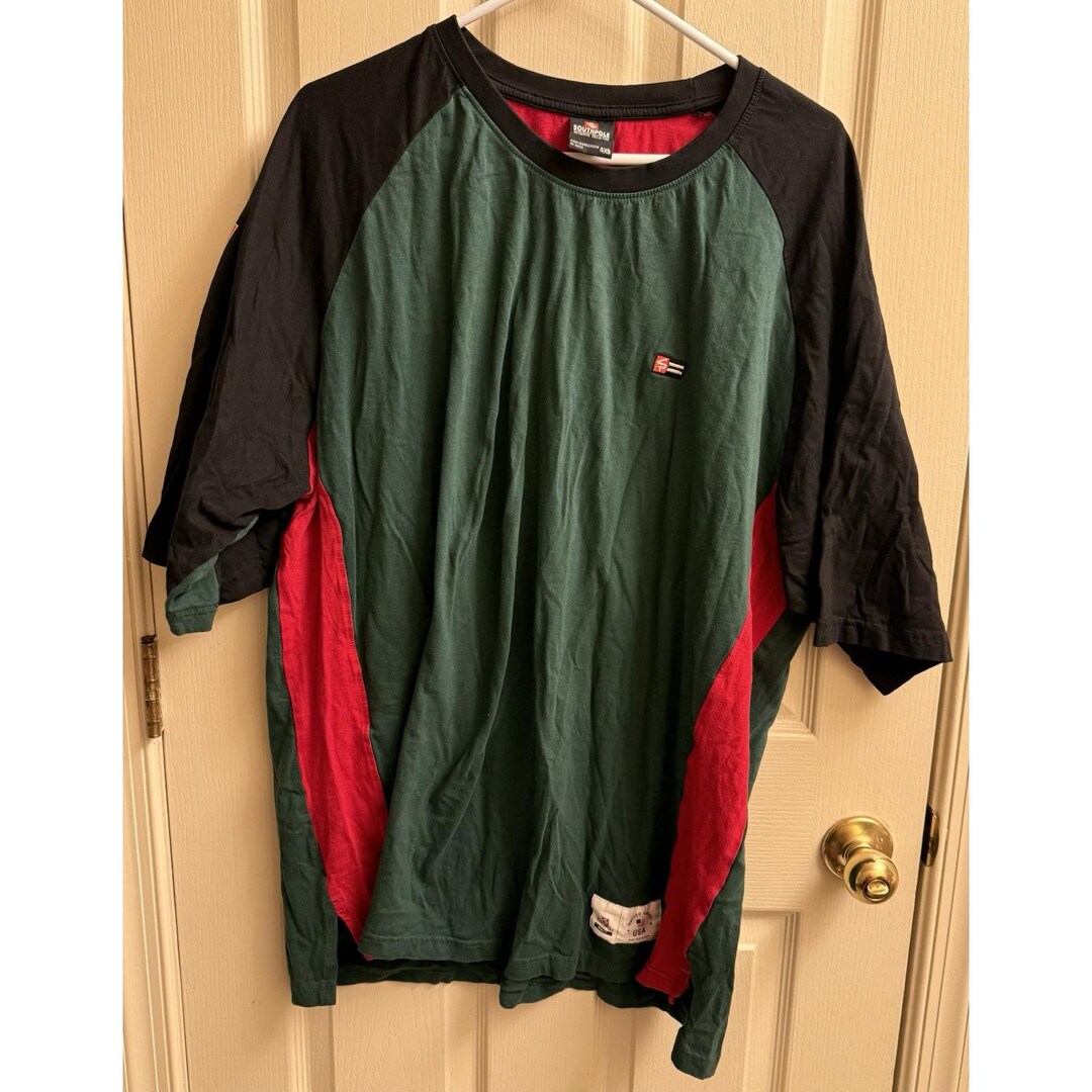 Vtg South Pole Mens 4XB Shirt Colorblock USA Green Red Black Short ...