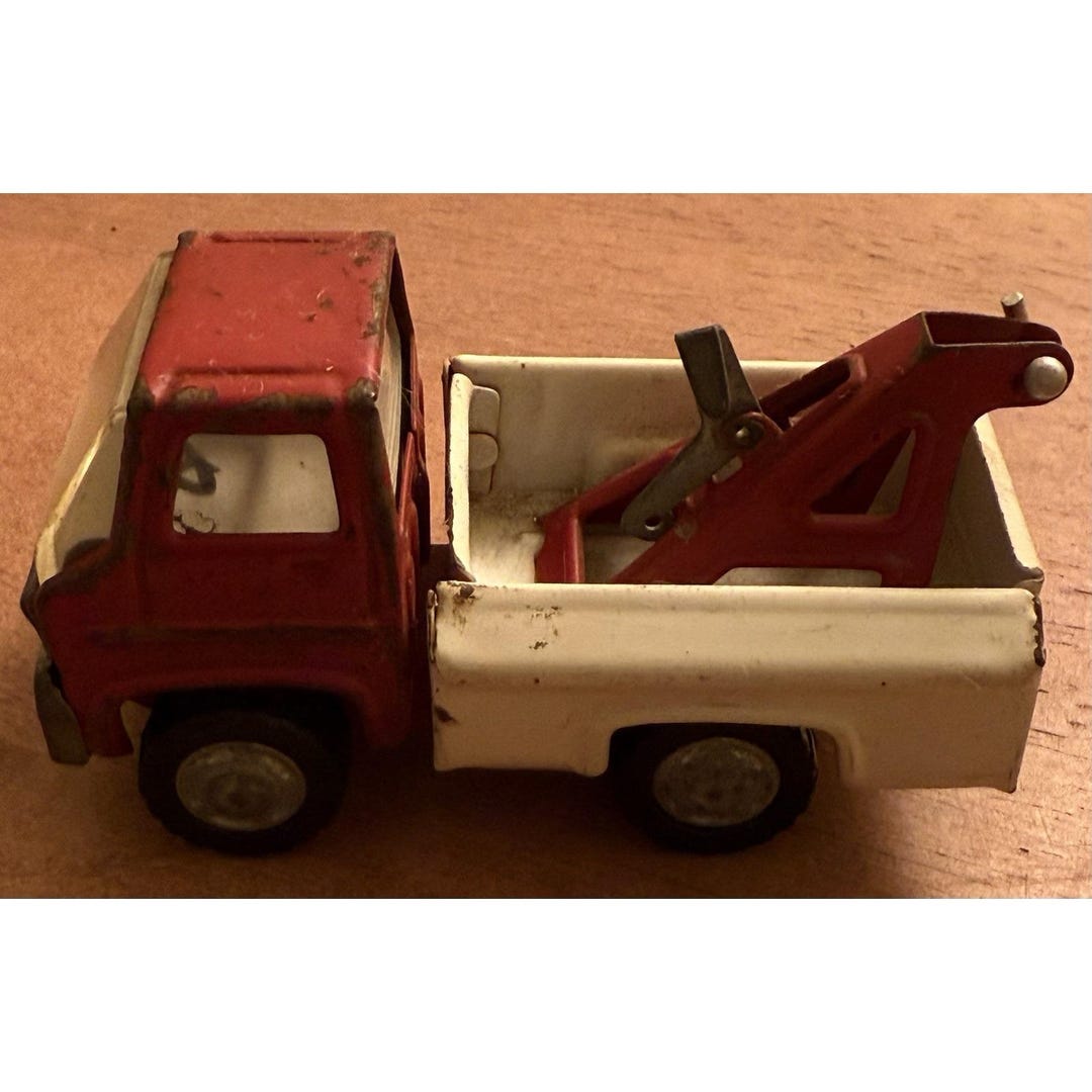 Vintage Marx Pressed Steel Tow Truck Wrecker Red & White1968 MOMLXX - Etsy