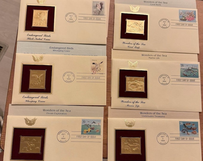 52 Golden Replicas of US Stamps Postal Commemorative Society 22kt Gold ...