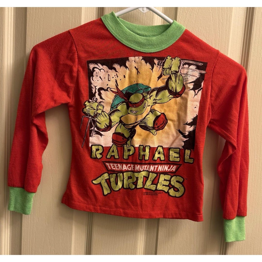 VTG 1993 Teenage Mutant Ninja Turtles Boys 6 Red Long-sleeve Raphael ...