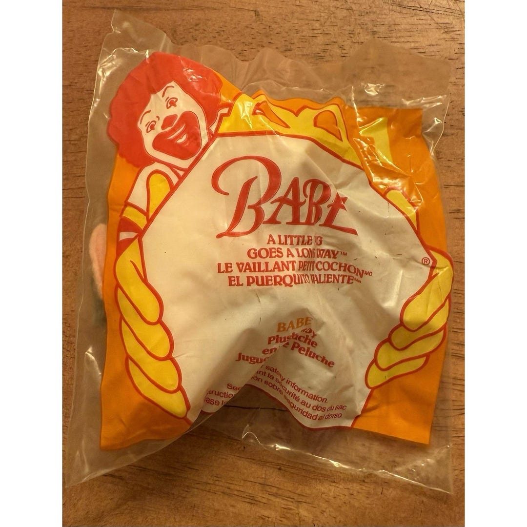 Vintage Mcdonalds Happy Meal Toy Babe 1995 "a Little Pig" Plush Toy #1 ...
