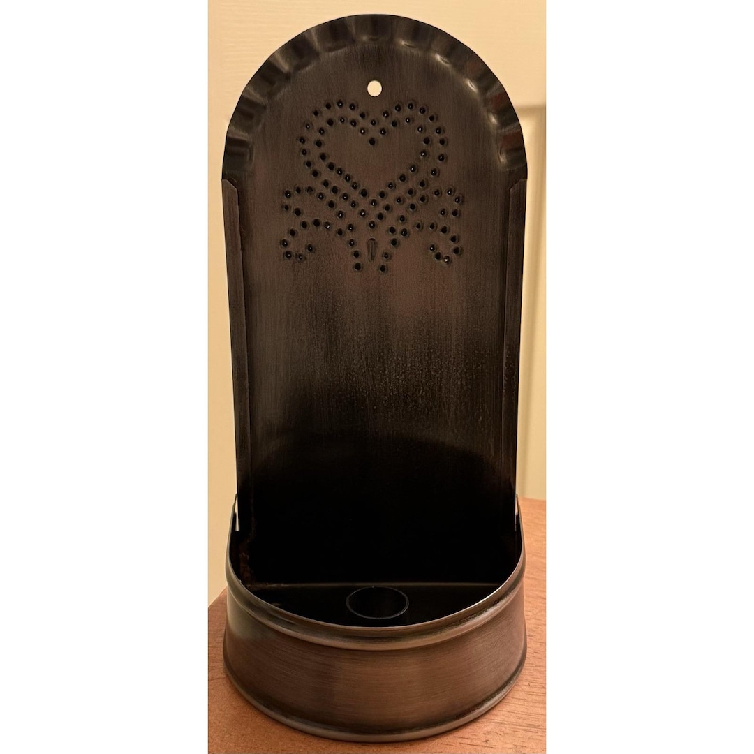 Punched Metal Wall or Table Sconce for Taper Candle Heart Design 9.75 ...