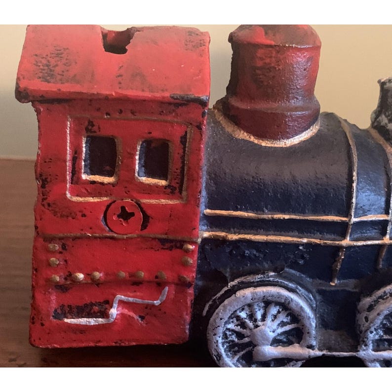 Vintage Cast Iron Locomotive Train Bank 8" - Etsy