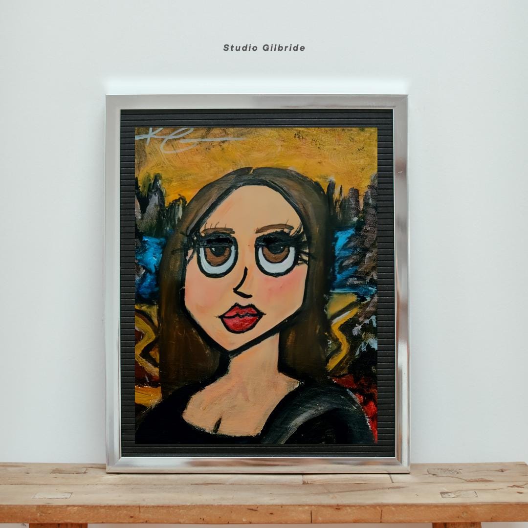 Modern Mona Lisa Pop Art 8x10 | Bold Cartoon Portrait Painting | Funky ...