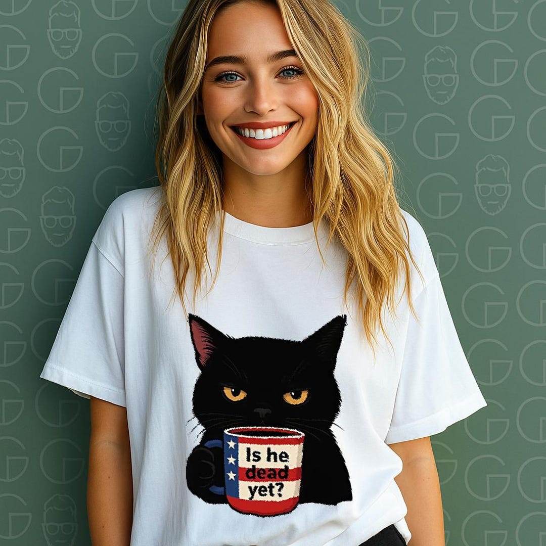 Funny Black Cat is He Dead yet Cat Meme Tee Svg Png Vector - Etsy