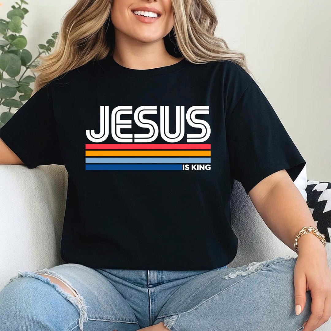 Jesus Png - Jesus is King Png - Retro Stripe Png - Christian PNG ...