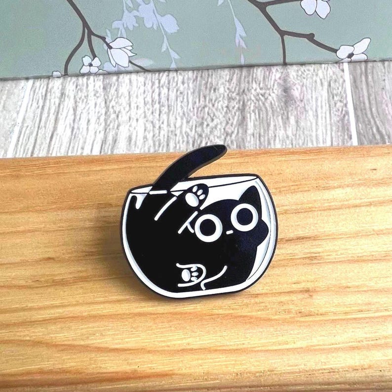 Kawaii Cat Enamel Pin Black Cat Accessories - Etsy