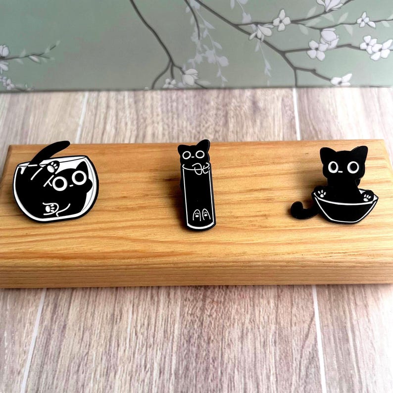 Kawaii Cat Enamel Pin Black Cat Accessories - Etsy