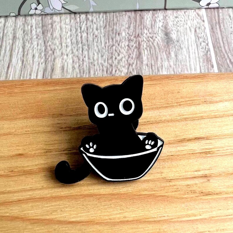 Kawaii Cat Enamel Pin Black Cat Accessories - Etsy