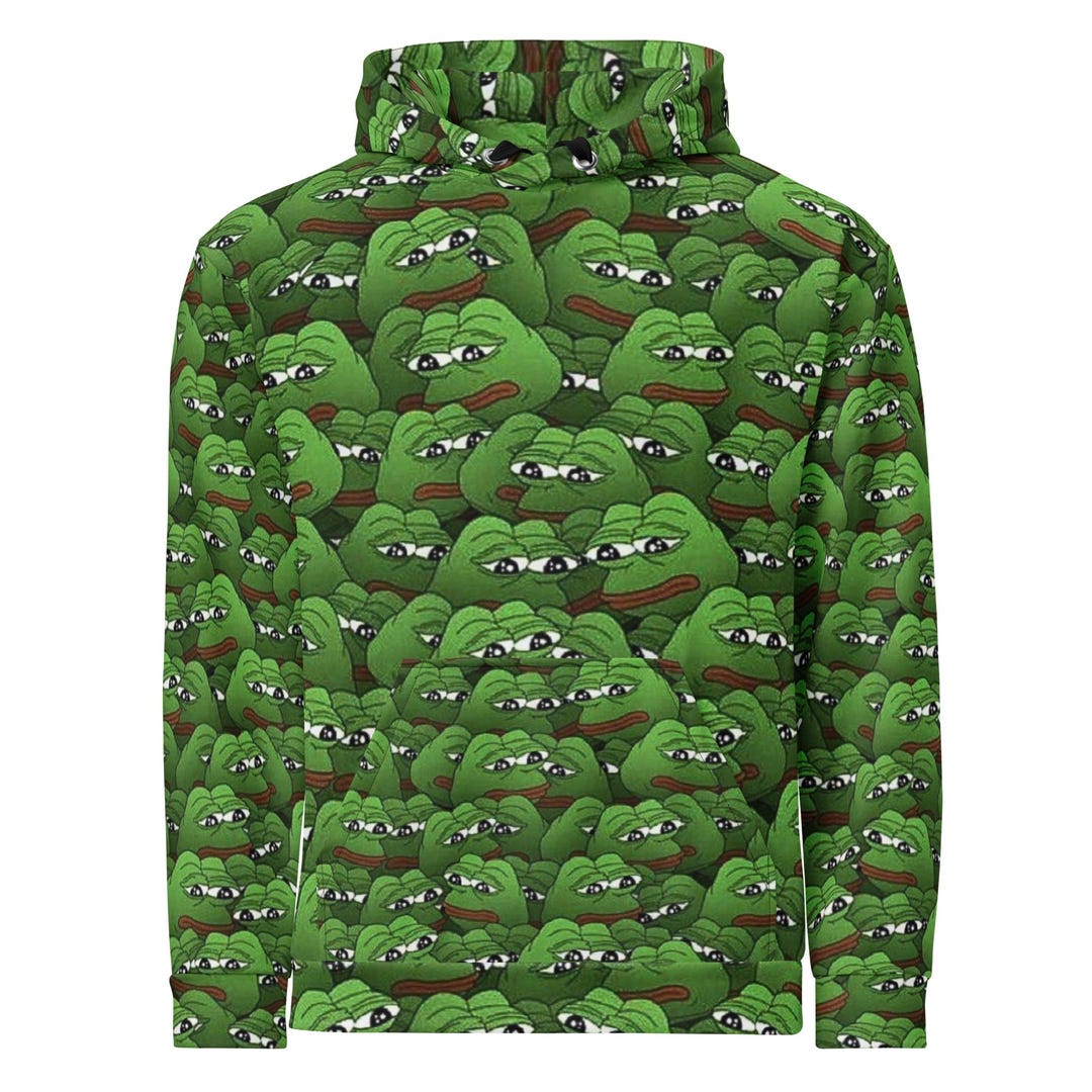 Pepe Face Pattern Hoodie - Crypto Meme Art - Etsy